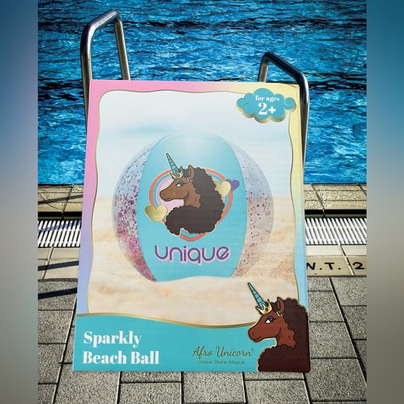 Afro Unicorn | Toys | Afro Unicorn Glitter Inflatable Beach Ball Unique ...